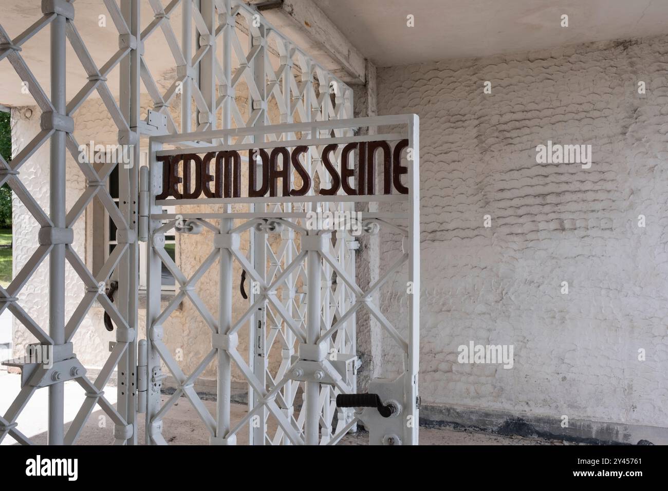 Entrance gate of the Buchenwald concentration camp, inscribed 'Jedem ...