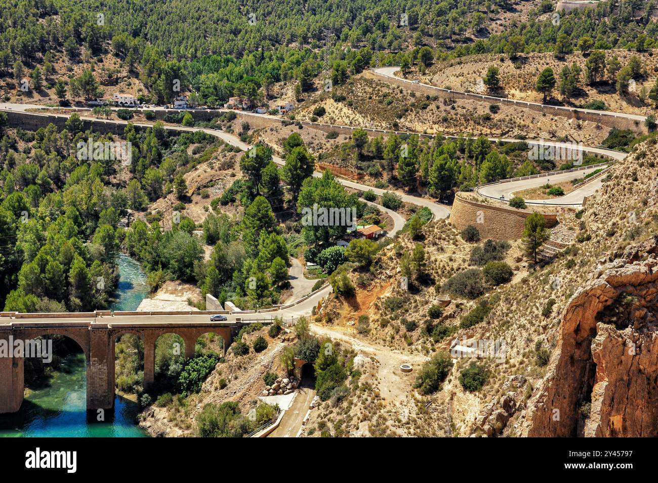 Old National Highway III and Cabriel bridge view from the dam of ...