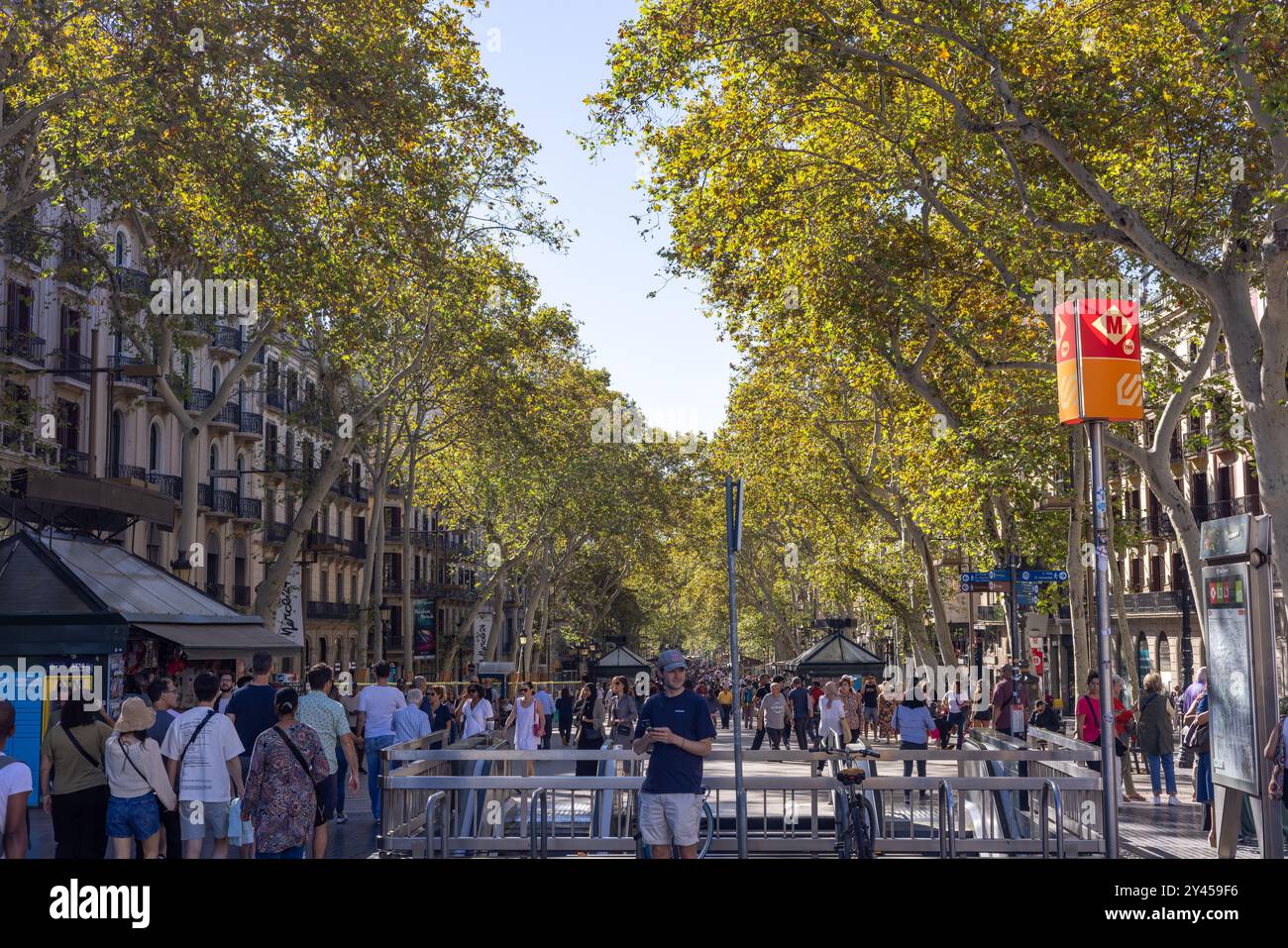Barcelona, Spain - September 15, 2024: La Rambla is alive with activity ...