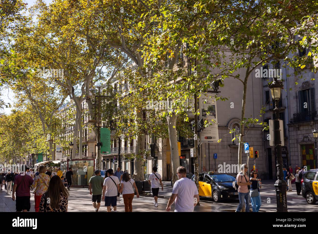 Barcelona, Spain - September 15, 2024: Vibrant Rambla street with ...
