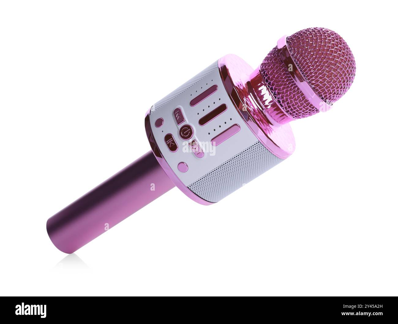 One pink karaoke microphone isolated on white Stock Photo - Alamy