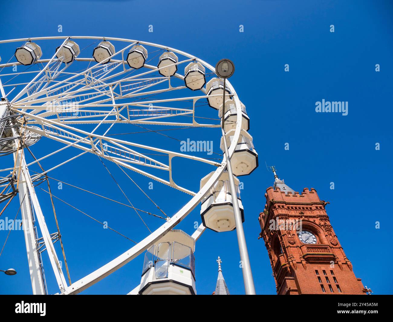 Pierhead Building, and the Giant Wheel, Cardiff Bay, Cardiff, Wales, UK ...