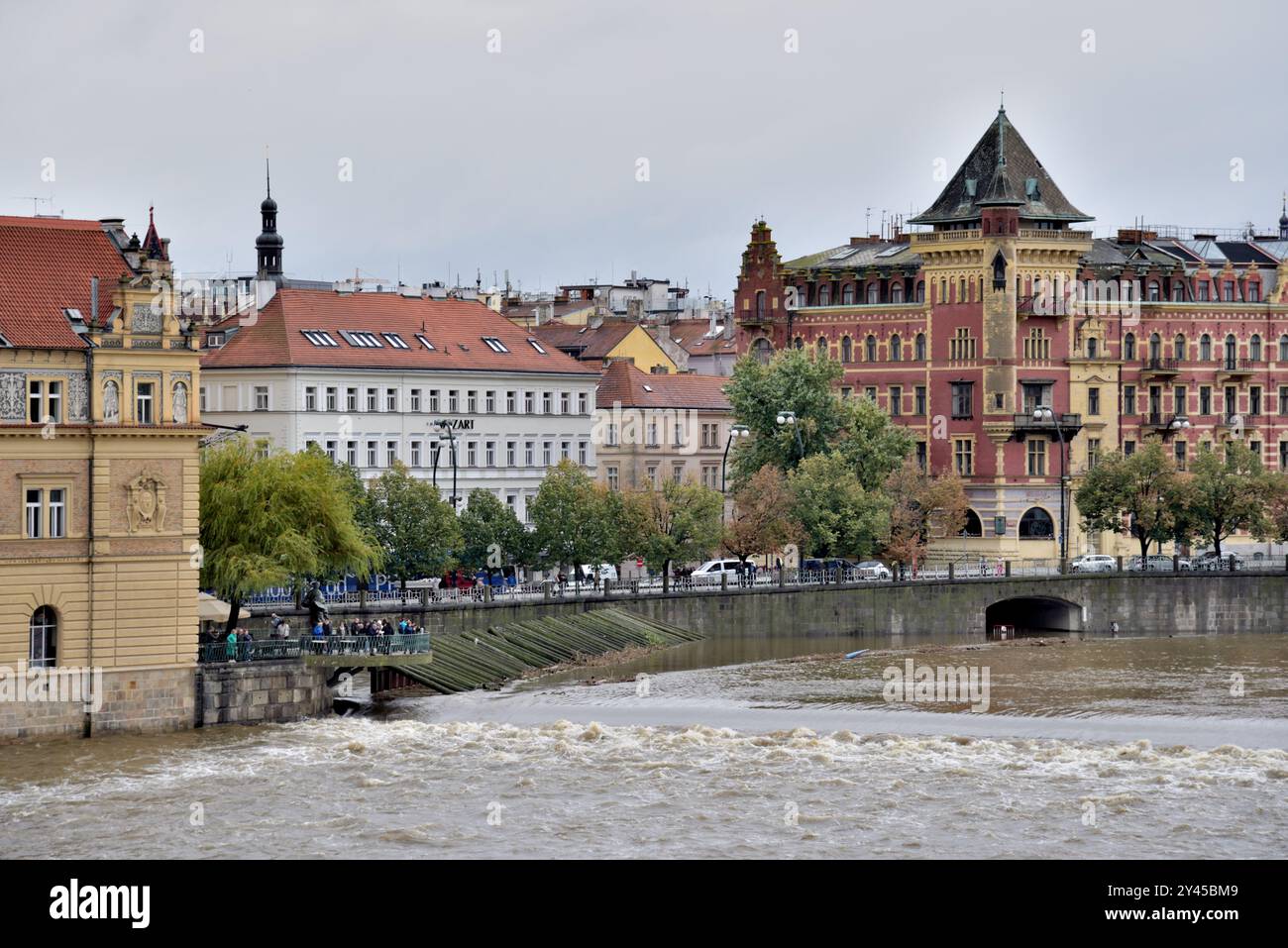 High water levels on Vltava river after storm Boris caused floods in ...