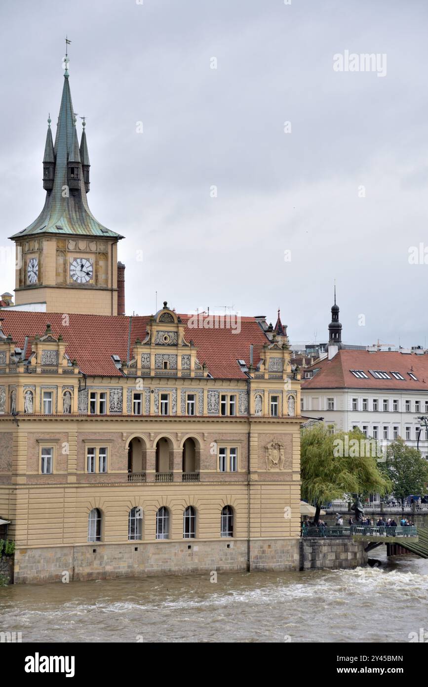 High water levels on Vltava river after storm Boris caused floods in ...
