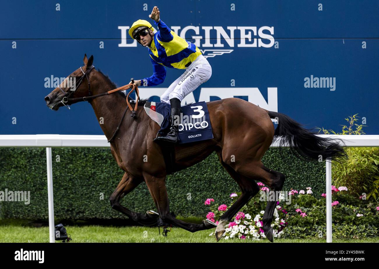 File photo dated 27-07-2024 of Goliath ridden by jockey Christophe ...