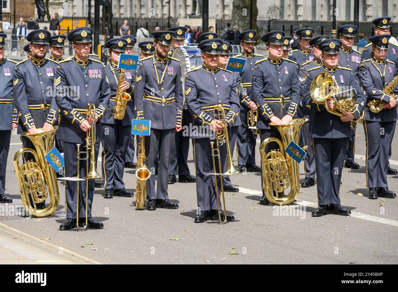 RAF Music brass band playing at the Peacekeepers Day Ceremony at the ...