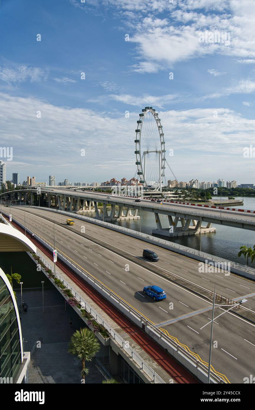 Singapore - 2 Dec 2023: Benjamin Sheares Bridge on Bayfront Ave, and ...