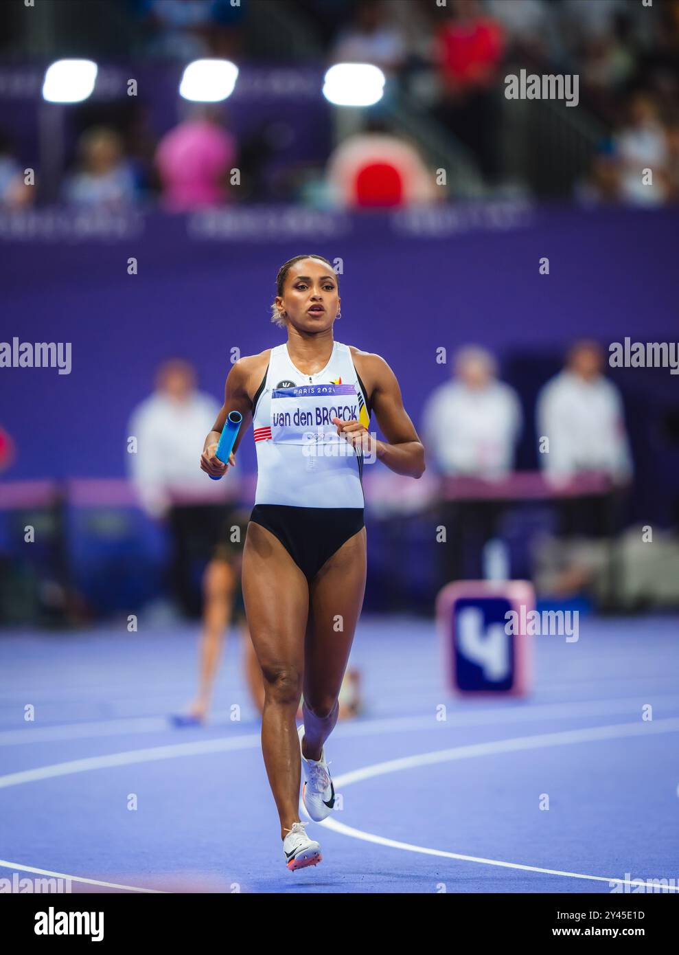 Naomi Van Den Broeck participating in the 4X400 meters relay at the ...