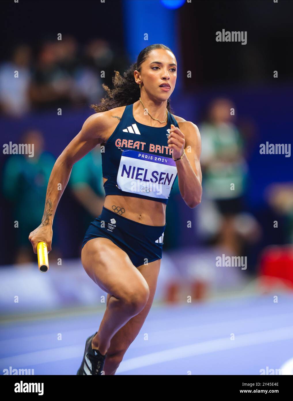Laviai Nielsen participating in the 4X400 meters relay at the Paris ...