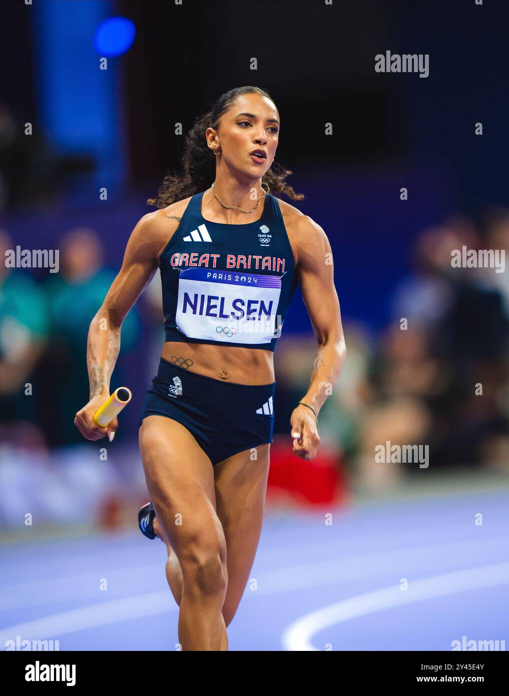 Laviai Nielsen participating in the 4X400 meters relay at the Paris ...
