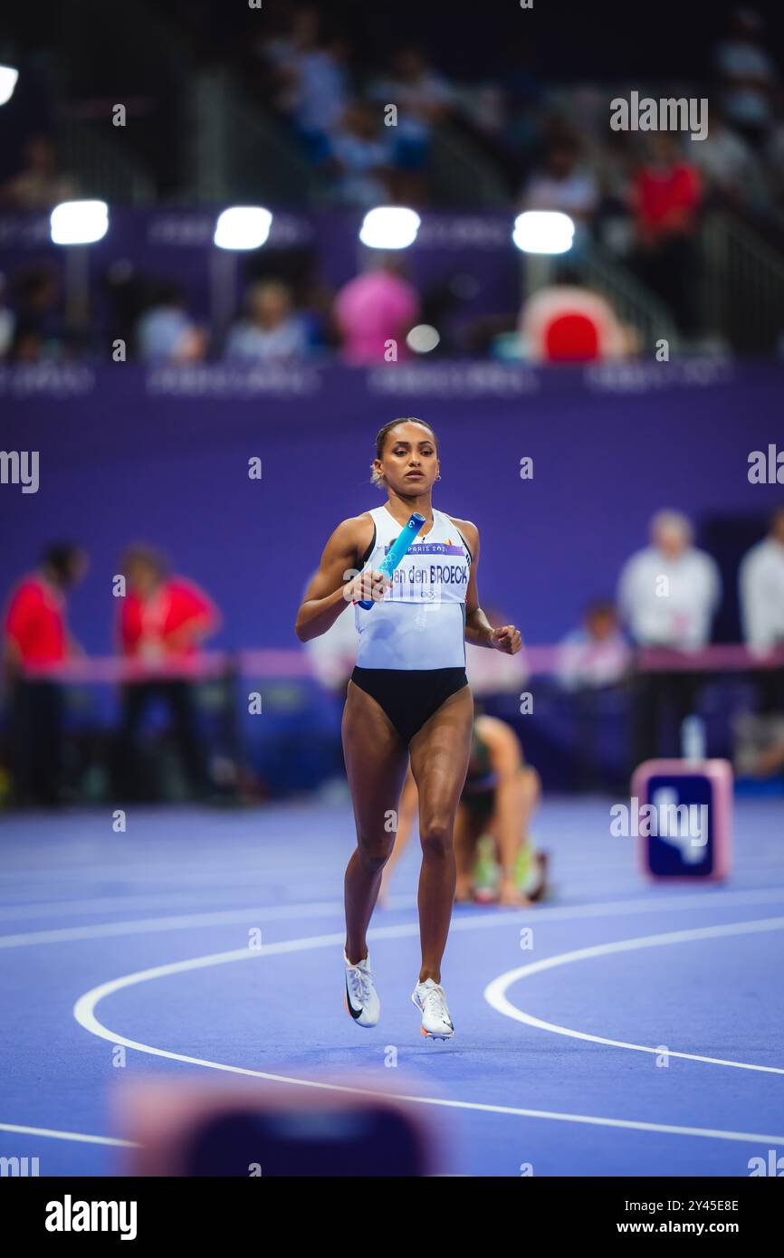 Naomi Van Den Broeck participating in the 4X400 meters relay at the ...