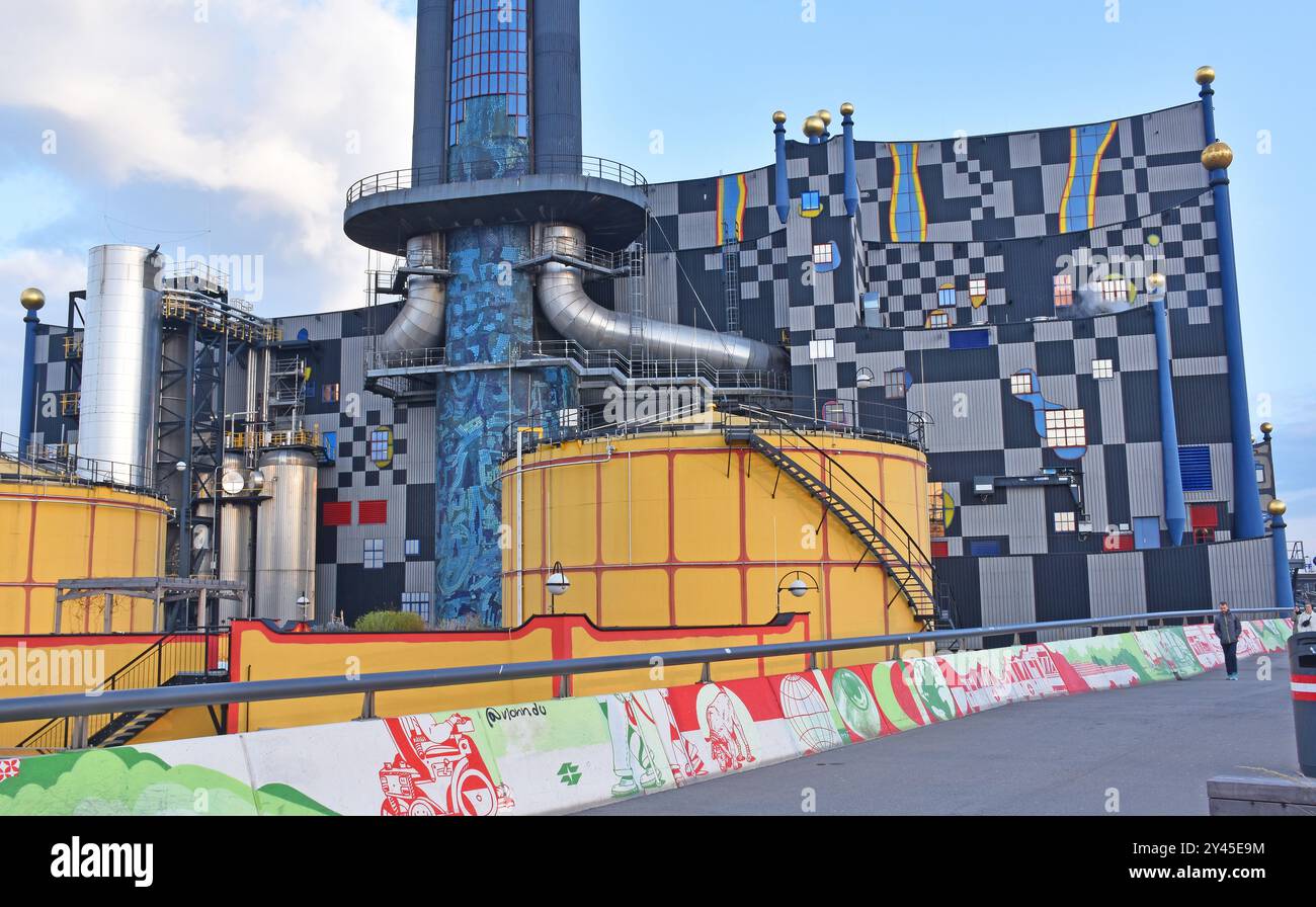 A massive Waste-to- Energy plant, in Spittelau, Vienna, its industrial ...