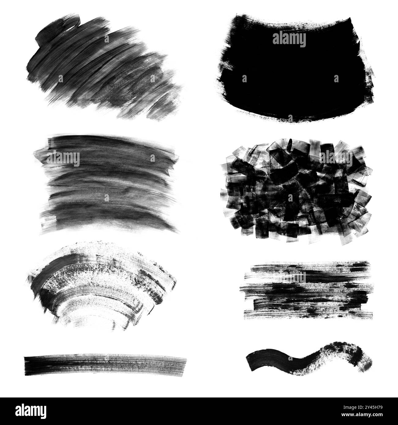 Set of black brush strokes isolated on a transparent background. Stock ...