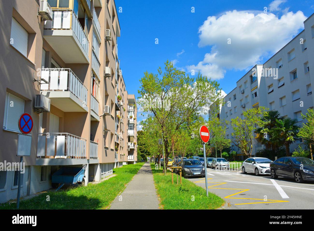 Mid rise modernist apartment blocks in Nova Gorica, Slovenia. Built ...