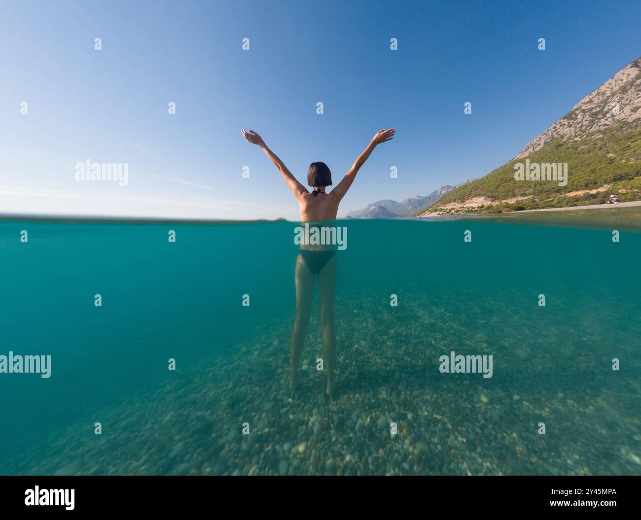 Woman on tropical vacation paradise on sea. Summer sea joy in Turkish ...