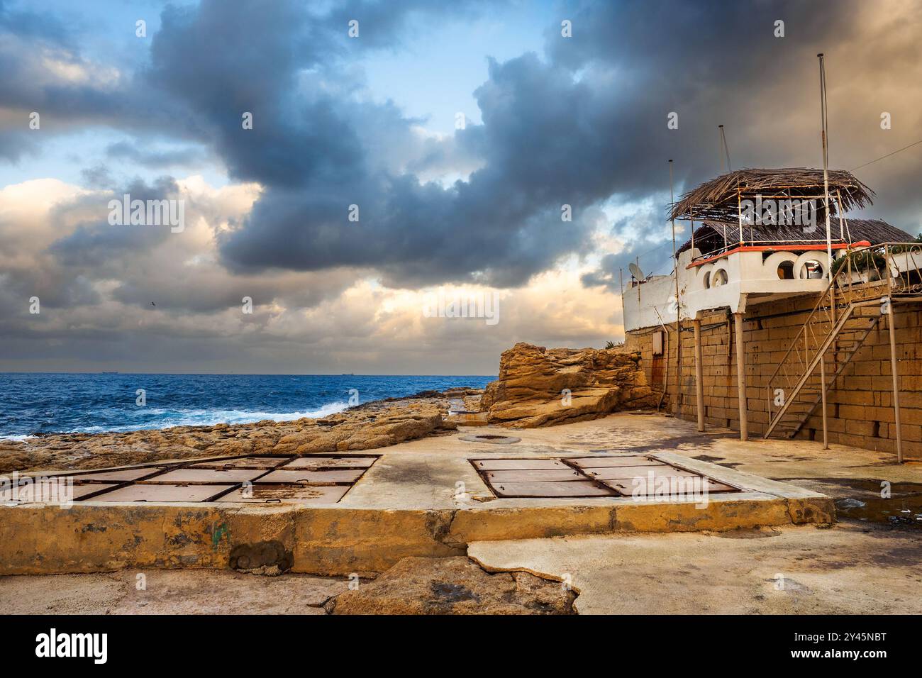 Coastal scene in Bugibba - Malta Stock Photo - Alamy
