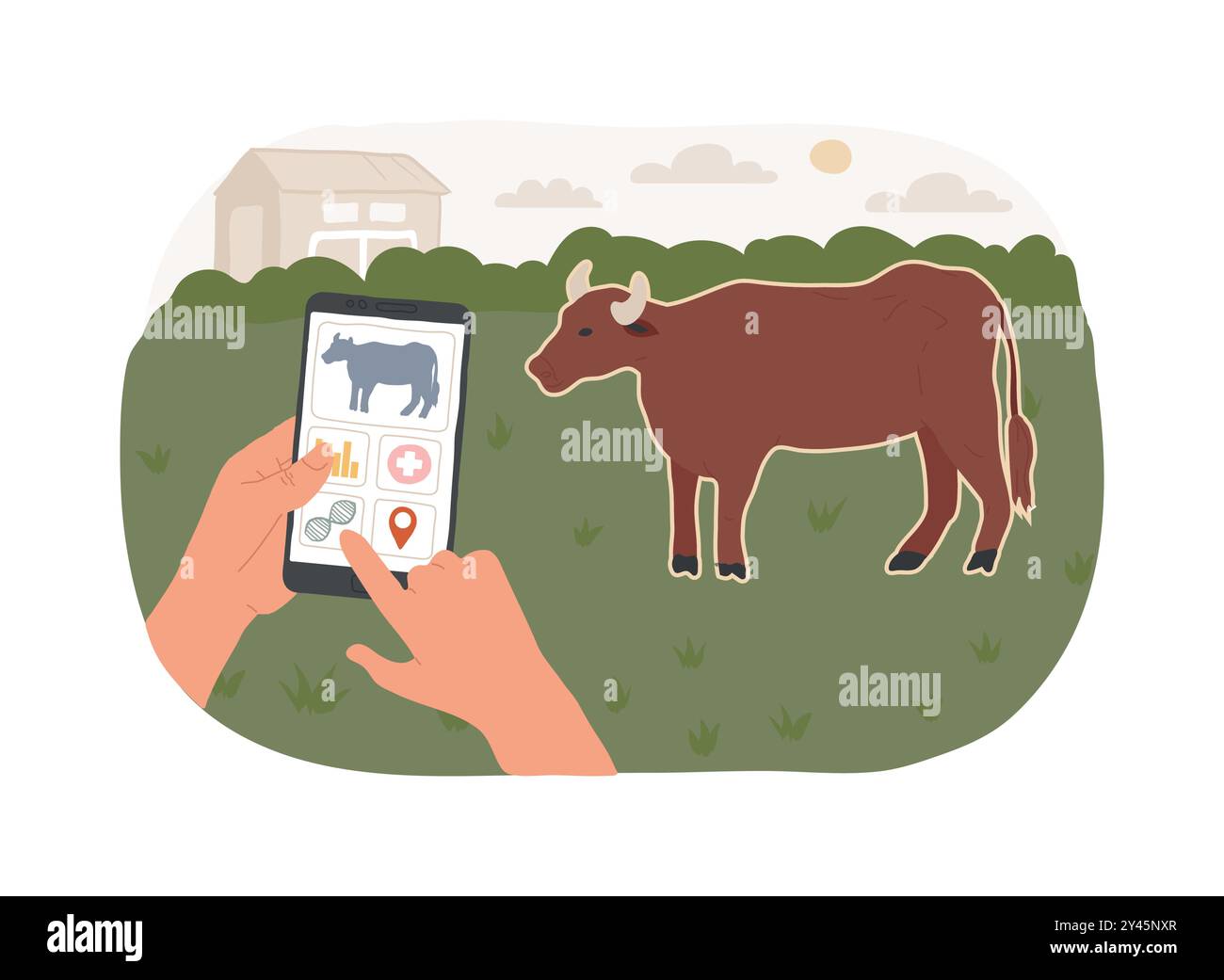 Monitoring health of livestock isolated cartoon vector illustrations ...