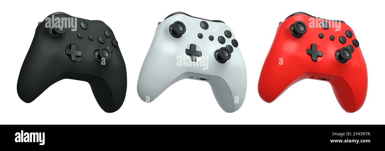 Collection of gaming controllers with different colors and designs for ...