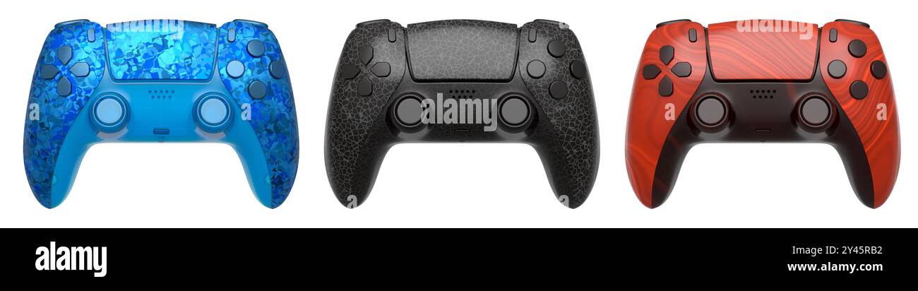 Collection of gaming controllers with different colors and designs for ...