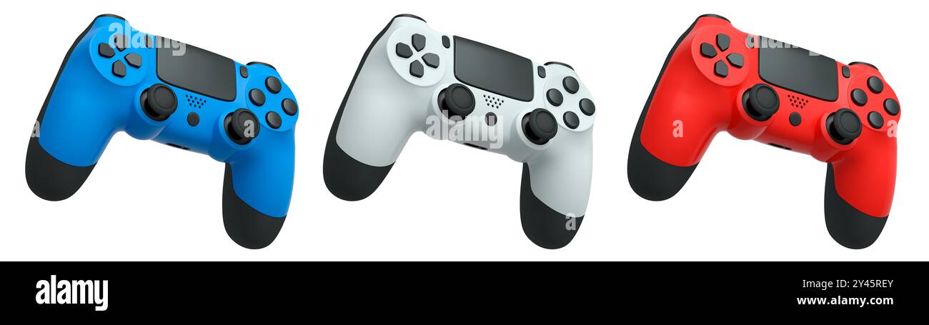 Collection of gaming controllers with different colors and designs for ...