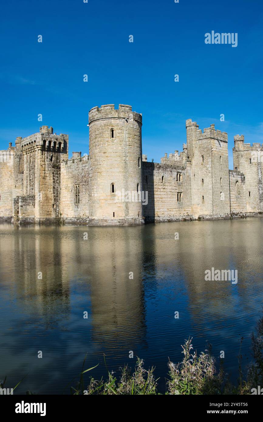 Exterior view of the 14th Century Bodiam Castle in East Sussex Stock ...