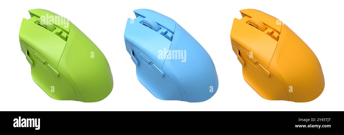 Set of wireless gaming computer mouse isolated on white background with ...