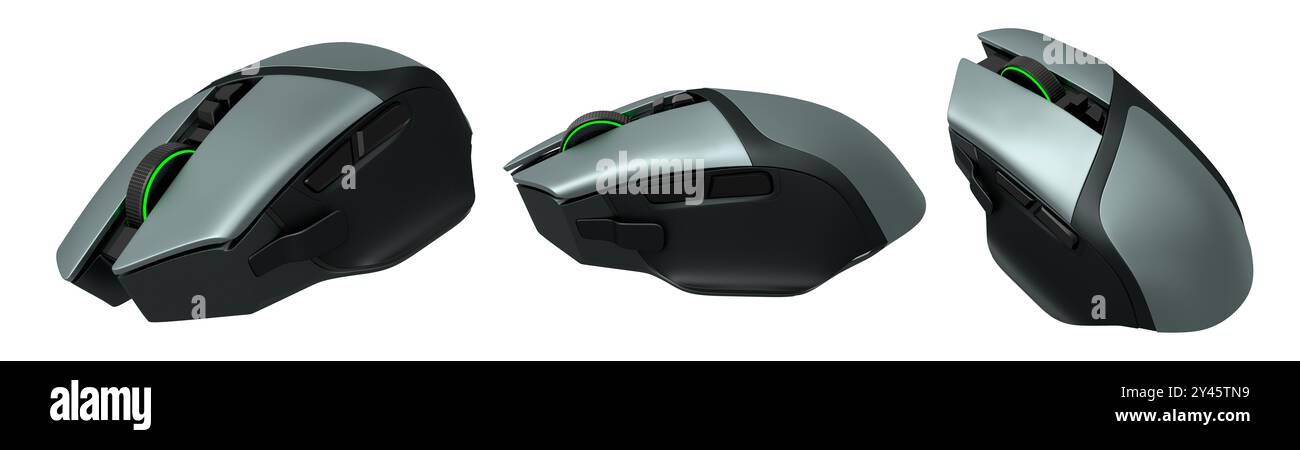 Set of wireless gaming computer mouse isolated on white background with ...