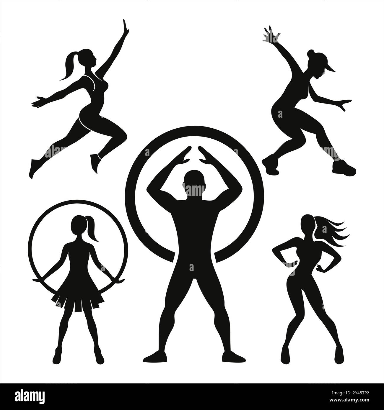 Fitness dance silhouette set, gym workout silhouette set Stock Vector ... Fitness dance silhouette set, gym workout silhouette set Stock Vector ...