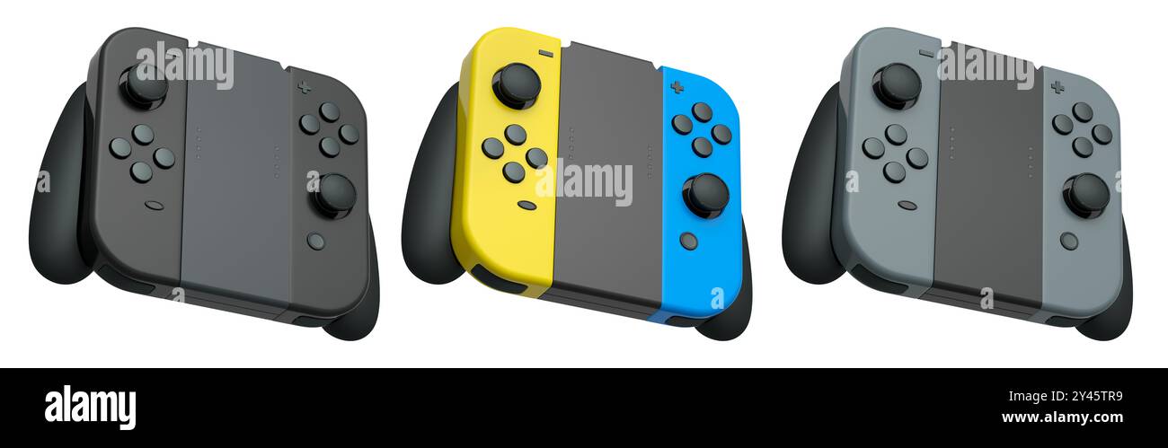 Realistic video game controllers console attached to mobile phone ...