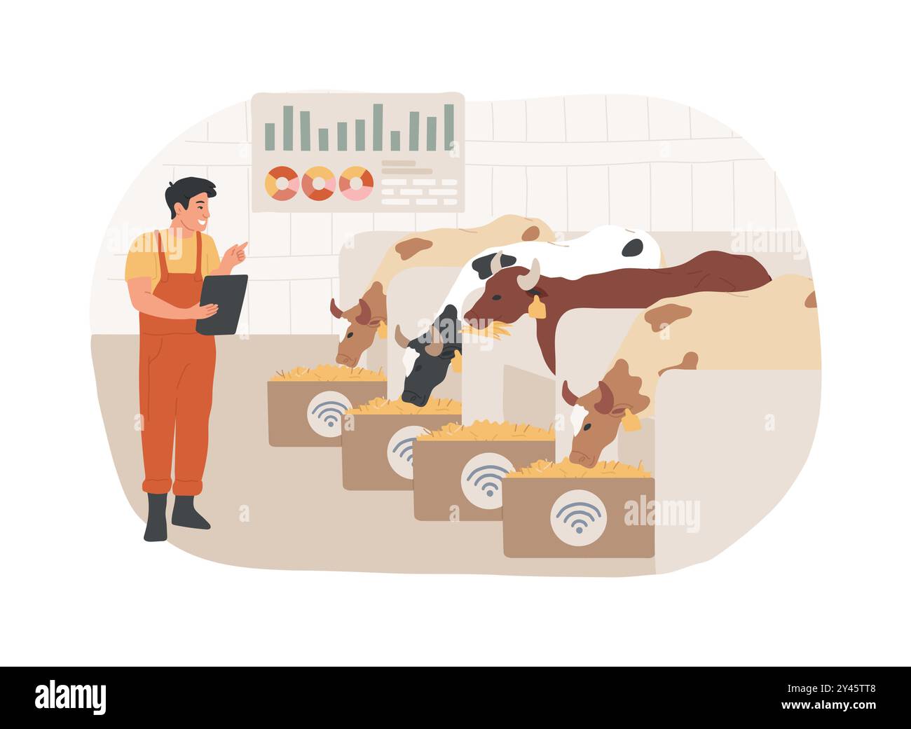 Livestock feeding statistics isolated cartoon vector illustrations ...