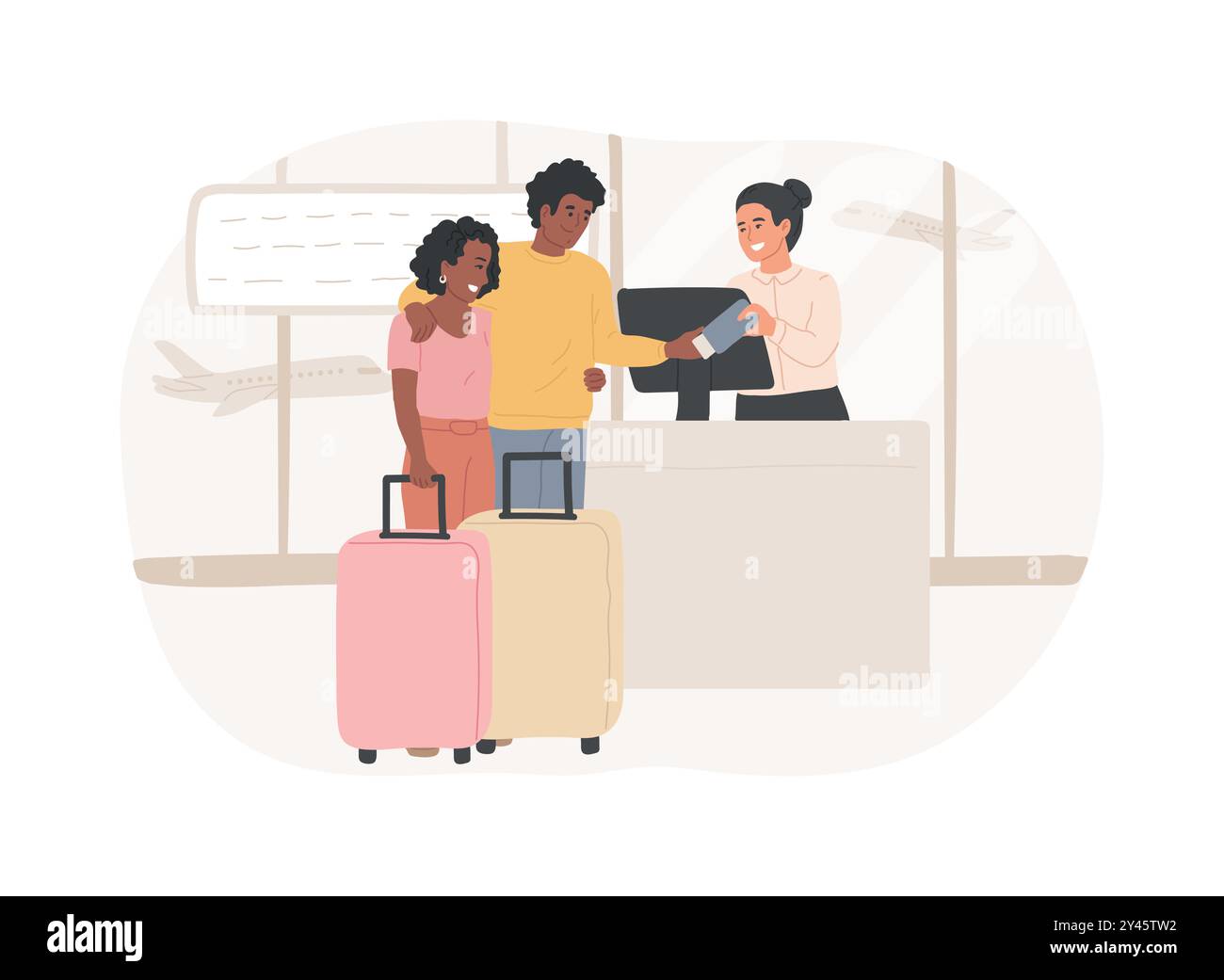 Checking in isolated cartoon vector illustrations Stock Vector Image ...