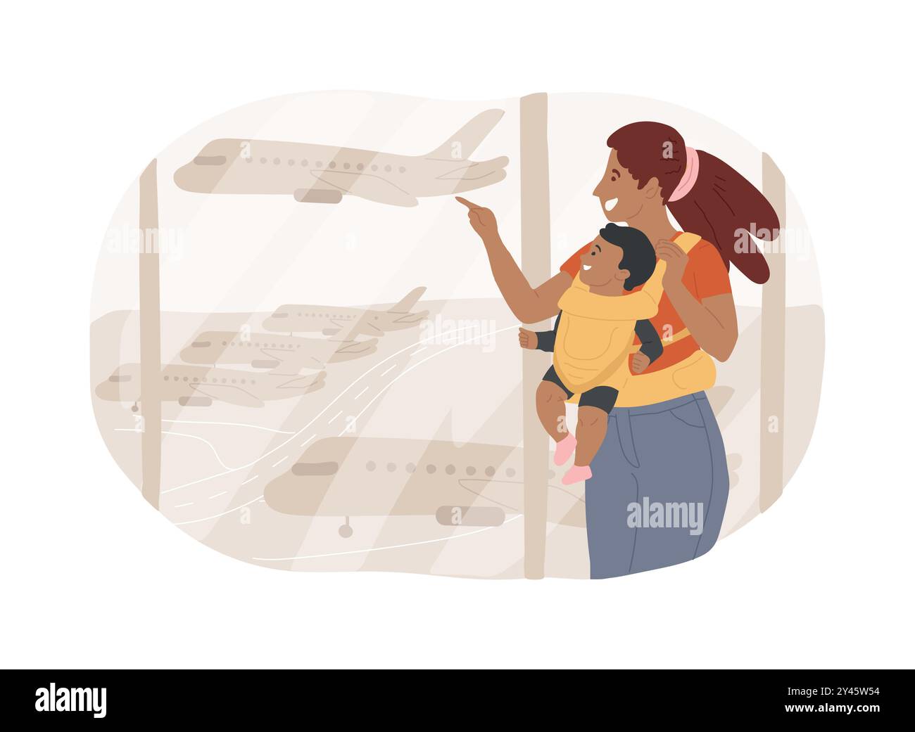 Flying with a baby isolated cartoon vector illustrations Stock Vector ...