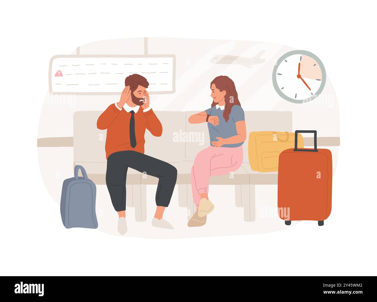 Flight delayed isolated cartoon vector illustrations Stock Vector Image ...