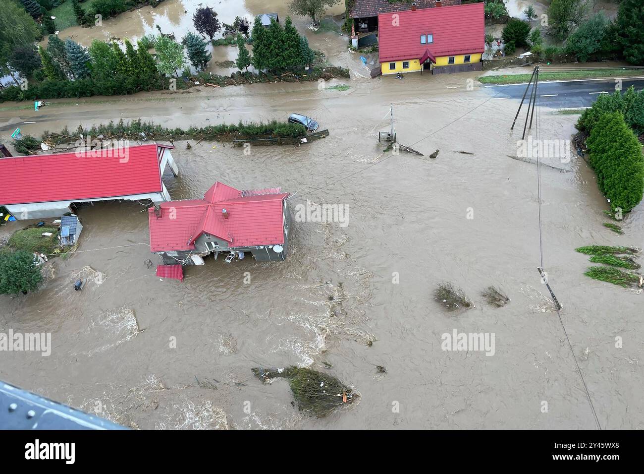 This handout photo provided by the Polish fire department, shows a ...