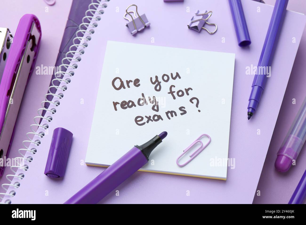 Paper note with question Are You Ready For Exams and stationery on ...
