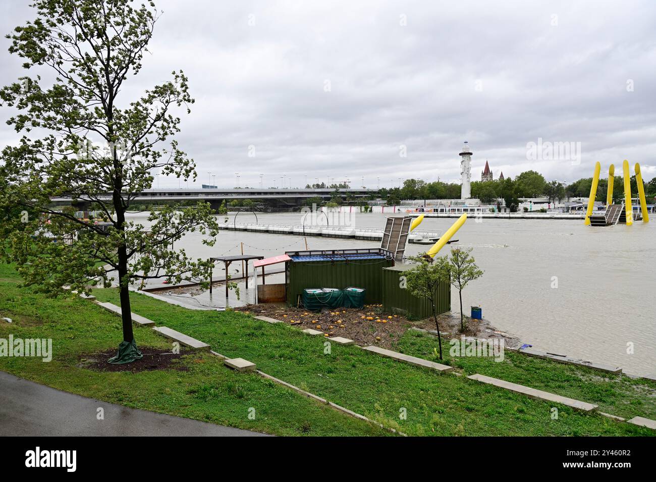 Vienna, Austria. September 16, 2024. Storm and flooding on the New ...
