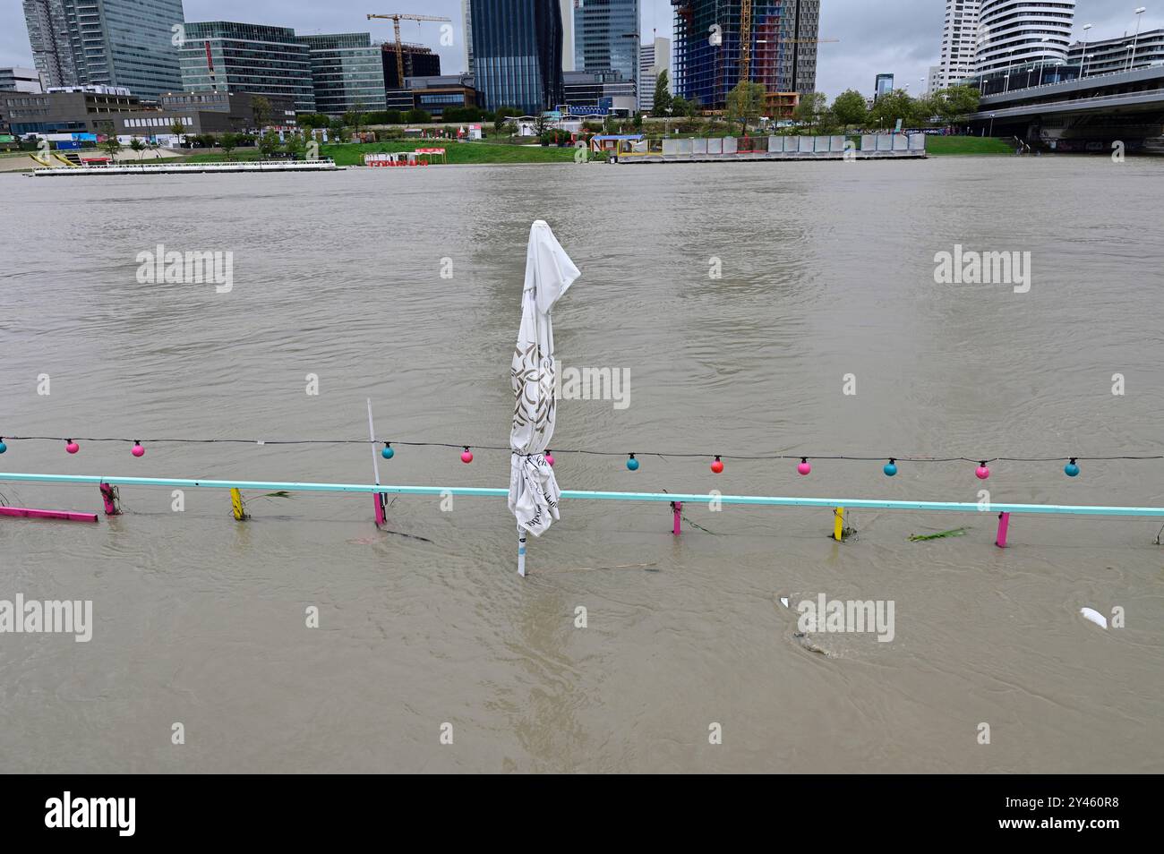 Vienna, Austria. September 16, 2024. Storm and flooding on the New ...