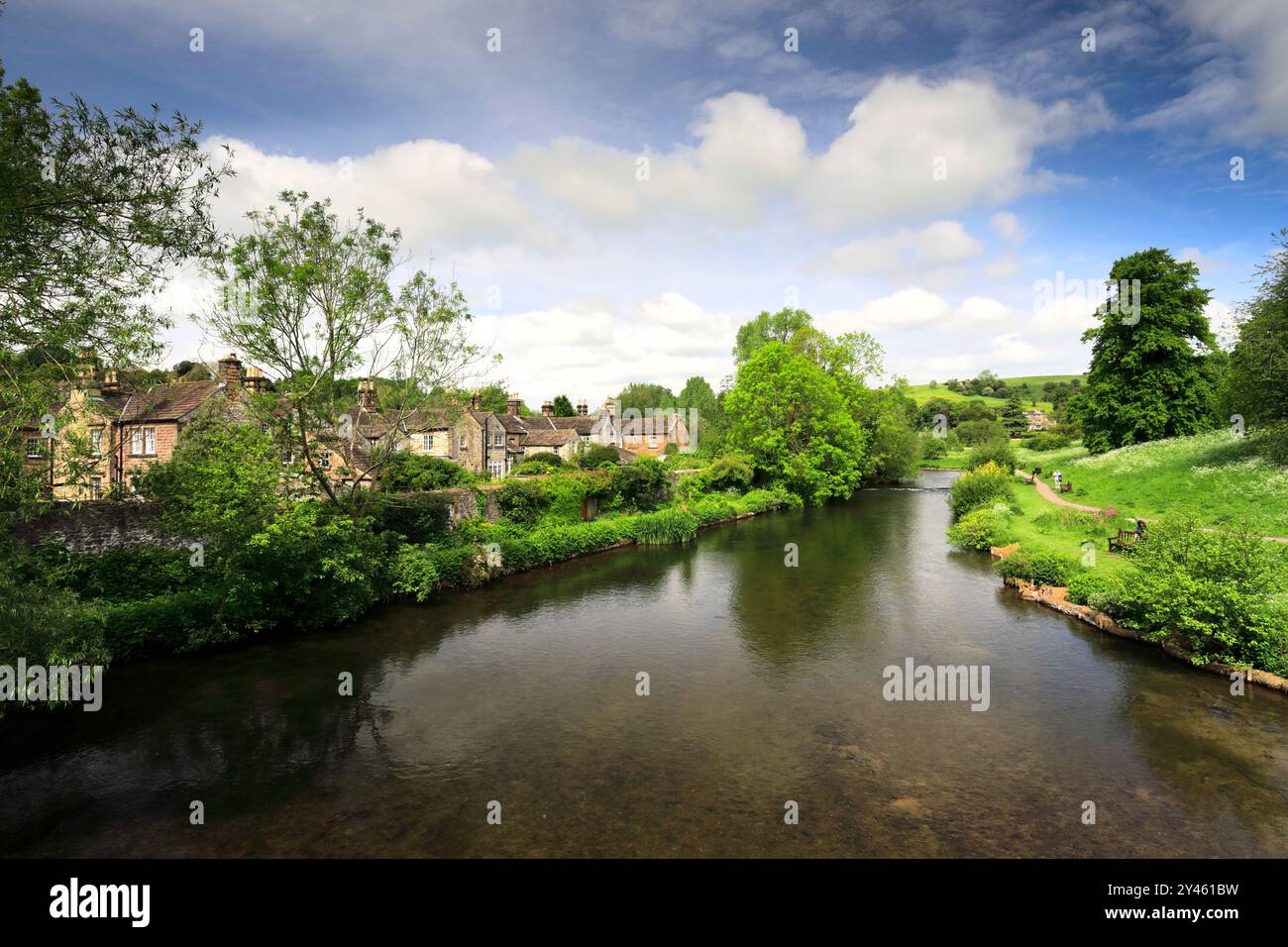 The river Wye at Bakewell Town, Peak District National Park, Derbyshire ...
