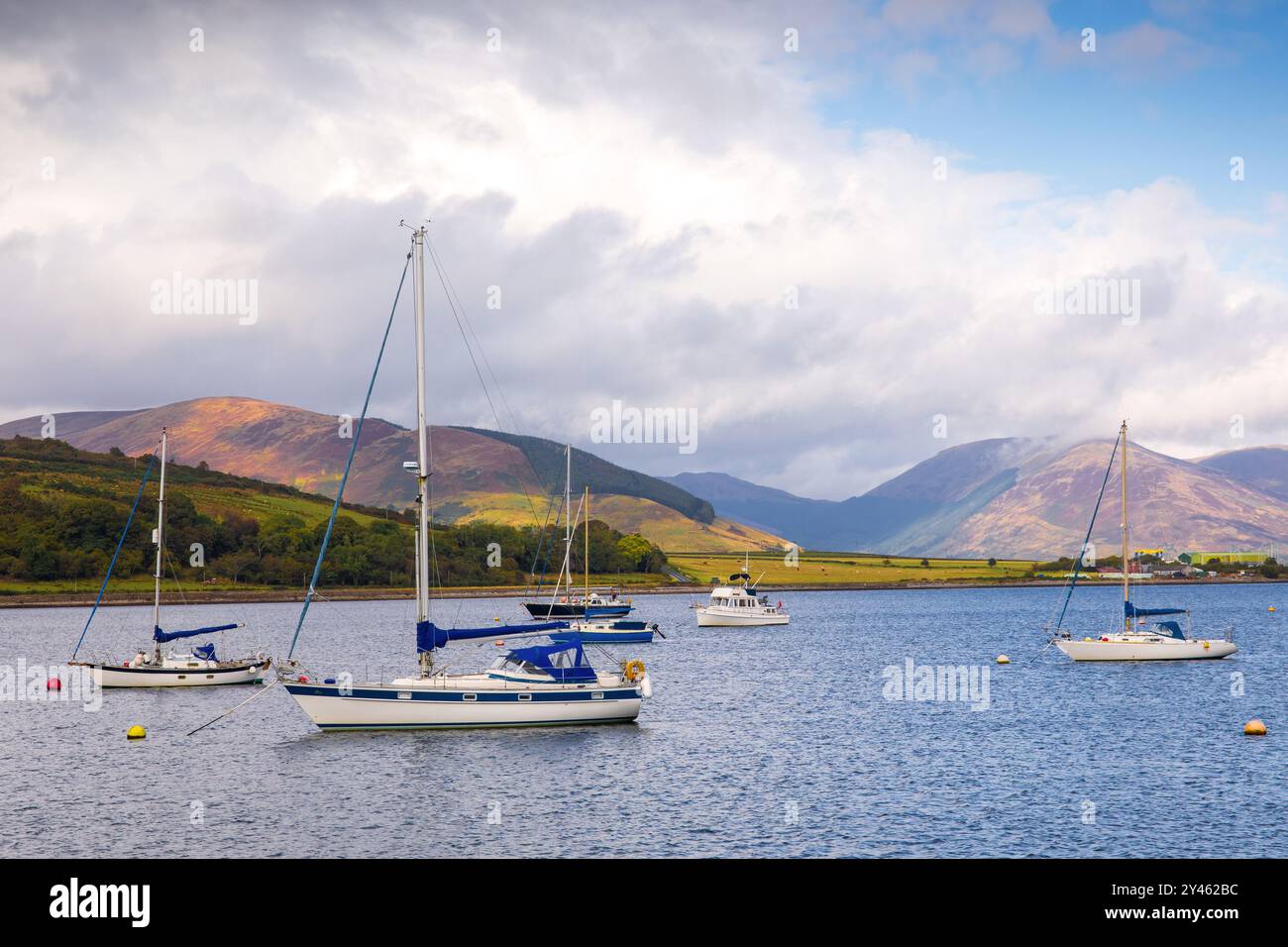 View north from Port Bannatyne on the Isle of Bute, Scotland, across ...