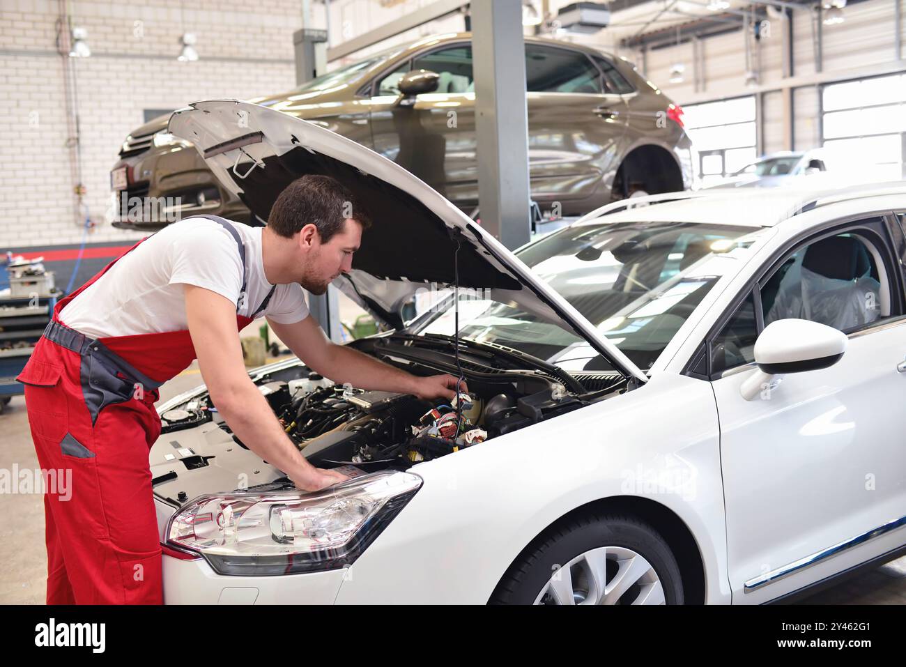 Handsome customer checking car hi-res stock photography and images - Alamy