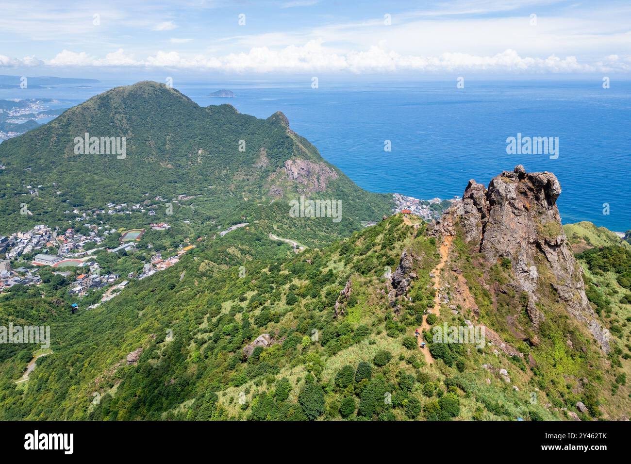 Aerial view of teapot mountain and Jinguashi village in Ruifang ...