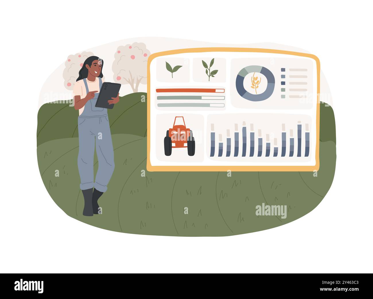 Smart farming dashboard isolated cartoon vector illustrations Stock ...