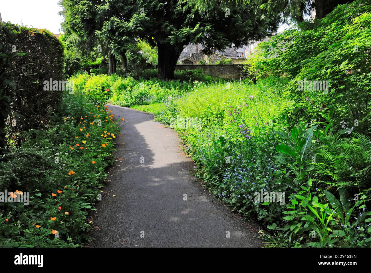 The riverside gardens, Bakewell Town, Peak District National Park ...