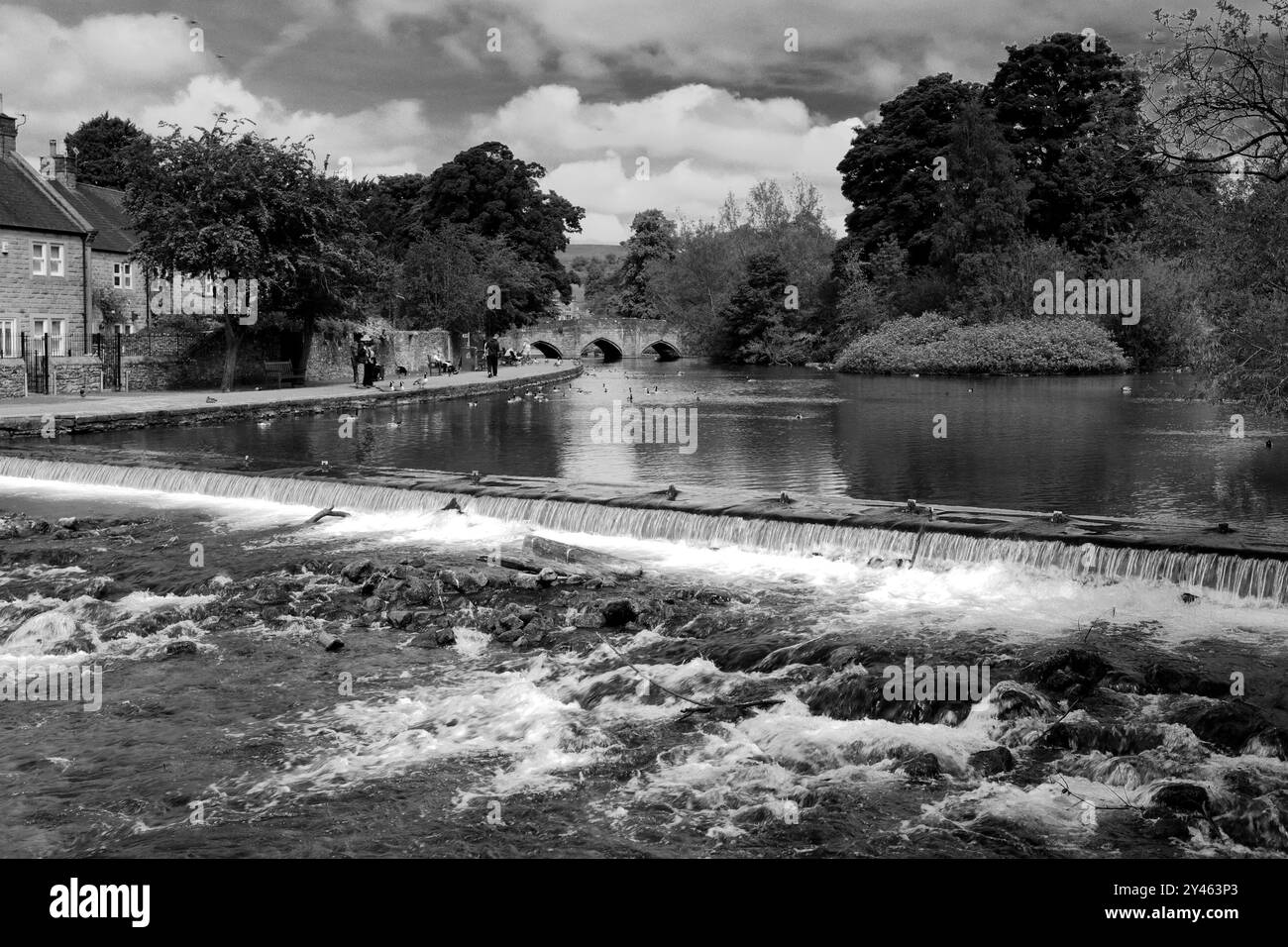 The river Wye at Bakewell Town, Peak District National Park, Derbyshire ...