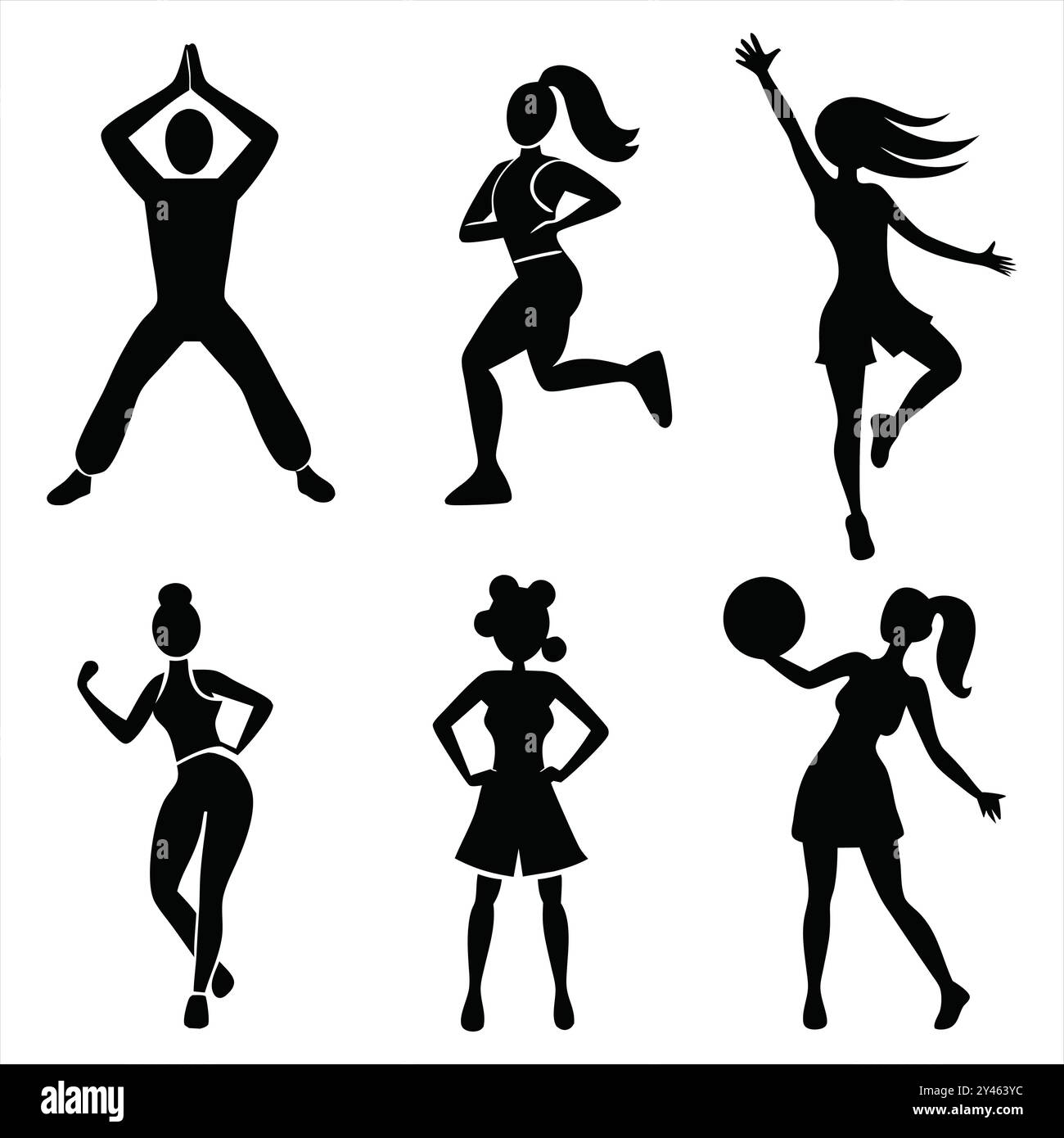 Fitness dance silhouette set, gym workout silhouette set Stock Vector ... Fitness dance silhouette set, gym workout silhouette set Stock Vector ...