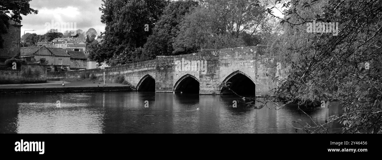 The stone road bridge over the river Wye, Bakewell Town, Peak District ...