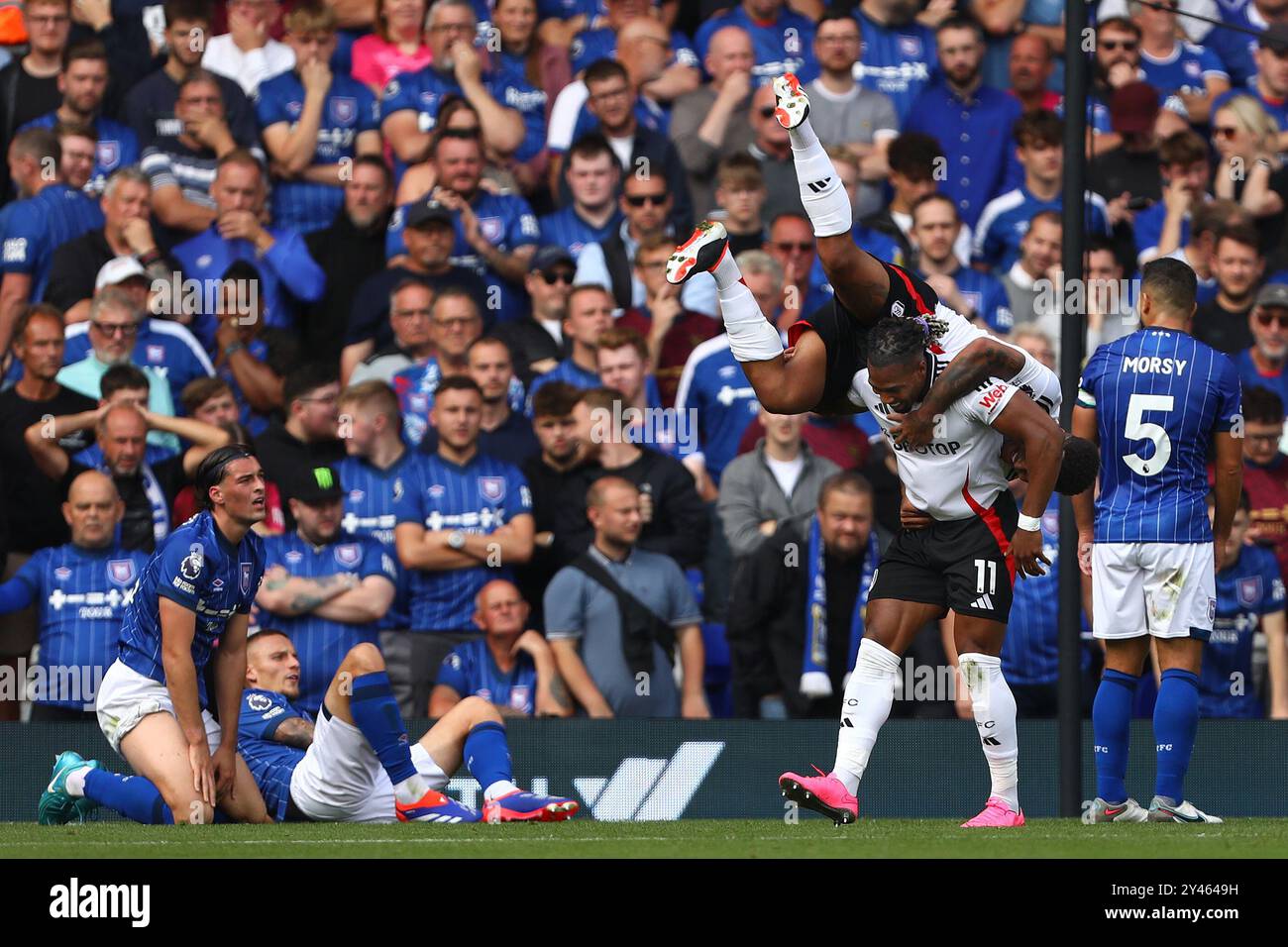 Adama Traore of Fulham celebrates after scoring an equalising goal, 1-1 ...