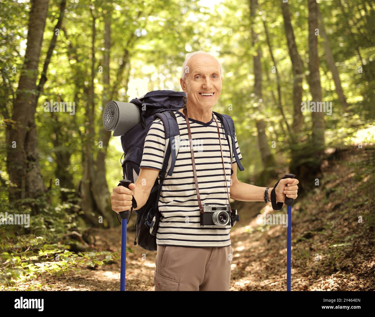 Happy elderly hiker posing in hi-res stock photography and images - Alamy