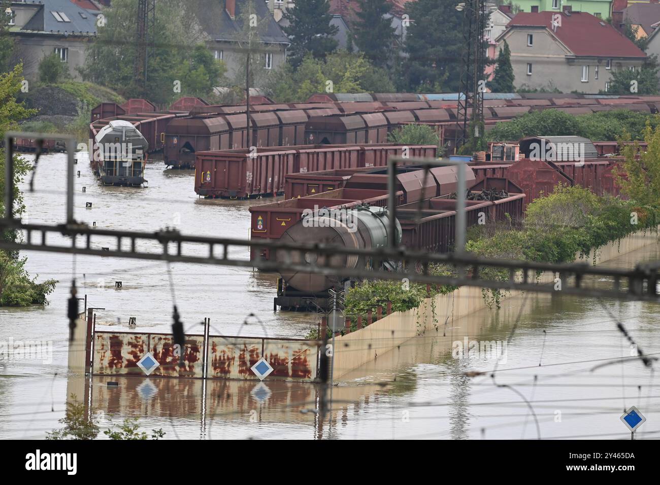 Ostrava, Czech Republic. 16th Sep, 2024. Flooded Odra River after heavy ...