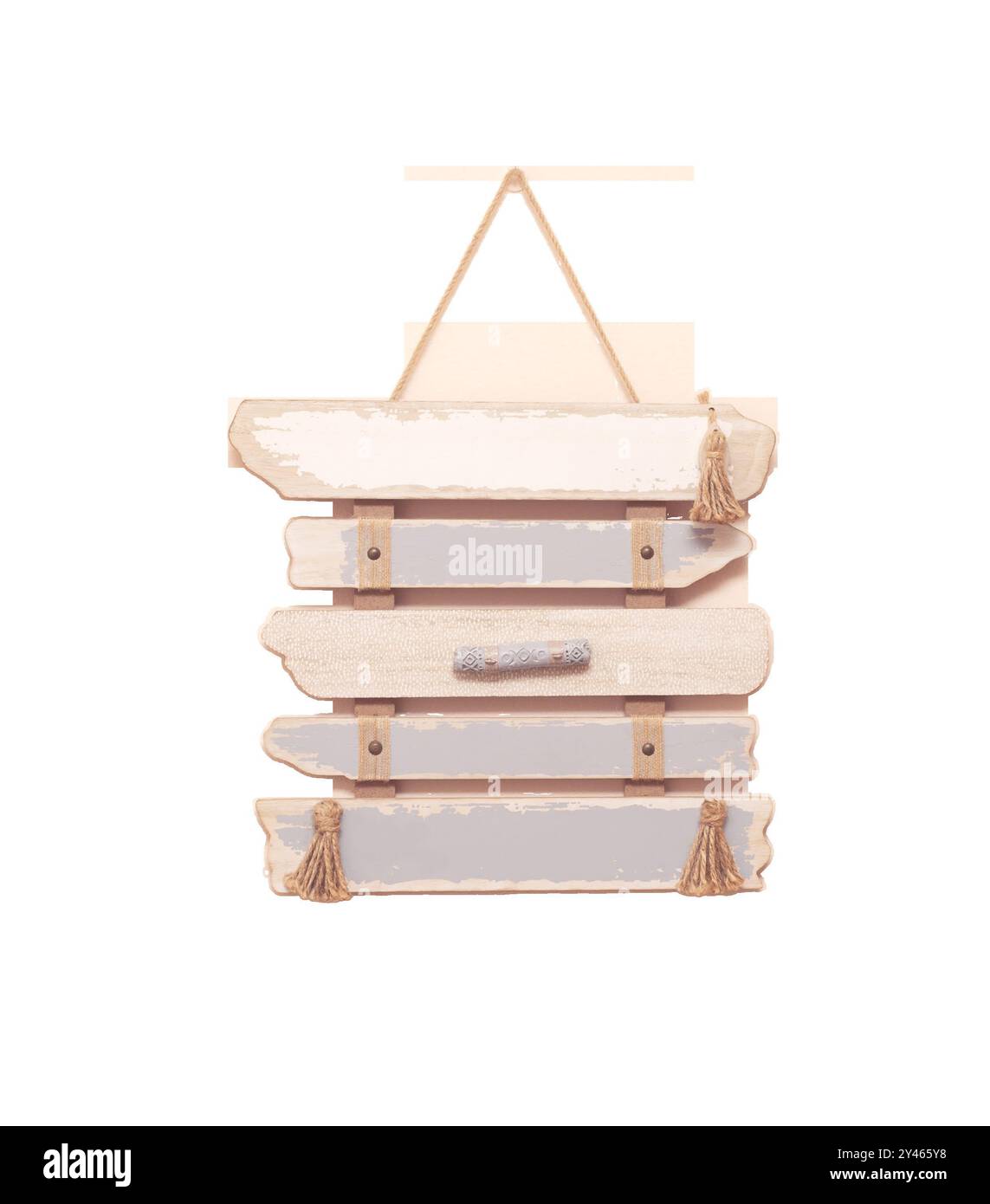 Empty road direction signs on a white background. Made from Weathered ...